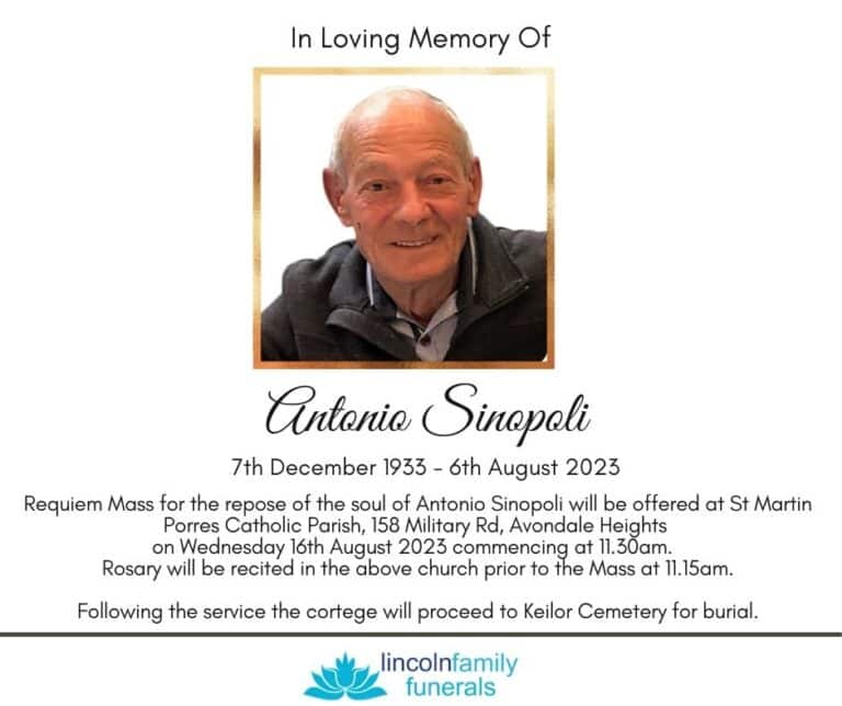 Antonio Sinopoli - Lincoln Family Funerals