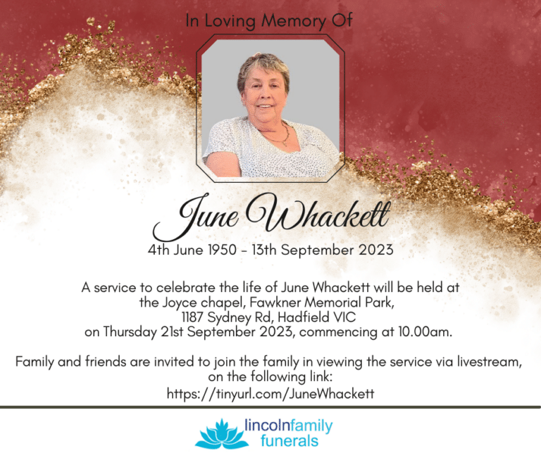 June Whackett - Lincoln Family Funerals